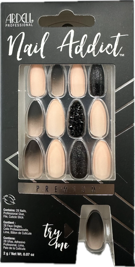 Ardell Nail Addict Premium Artificial Nail Set Black Pink Ombre ...